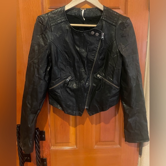 Free People | Jackets & Coats | Free People Pu Black Leather Jacket ...
